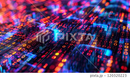A close-up of a digital background with binary...のイラスト素材 [120320223 ...