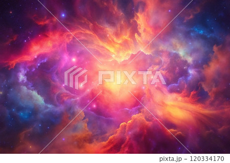 Pink space nebula clouds among star pigsのイラスト素材 [120334170] - PIXTA