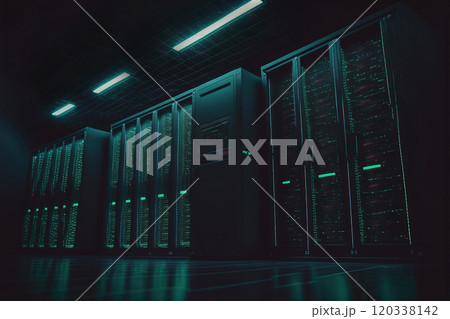 Big server room racks in datacenter. AI Generativeのイラスト素材 [120338142 ...