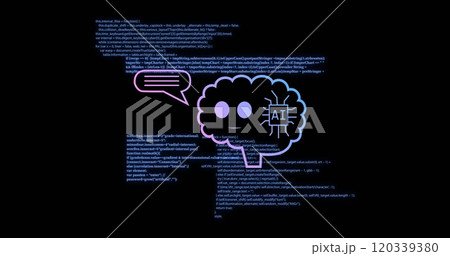 Image of ai data processing over chat bot and...のイラスト素材 [120339380] - PIXTA