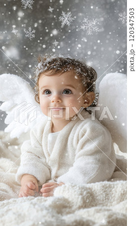 Dreamy winter angel: adorable baby with...のイラスト素材 [120347503] - PIXTA