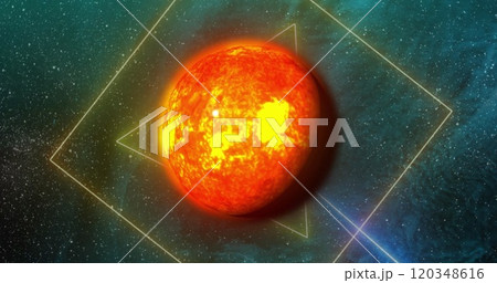 Image of colourful shapes over planet on sky...のイラスト素材 [120348616] - PIXTA