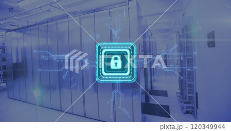 Image of digital data processing, padlock icon,...のイラスト素材 [120349944] - PIXTA