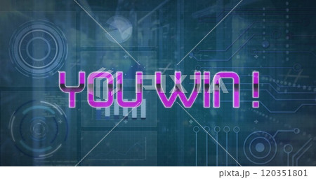 Image of you win text and data processing over...のイラスト素材 [120351801 ...