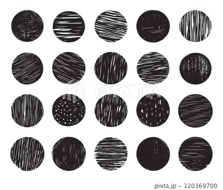 Textured Circles Collection Linocut Vector...のイラスト素材 [120369700] - PIXTA
