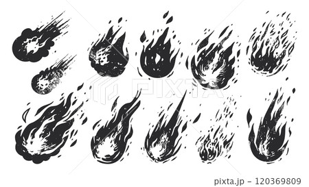 Fireballs Hand Drawn Linocut Grunge Texture...のイラスト素材 [120369809] - PIXTA