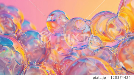 Ethereal macro photography of soap bubbles with...のイラスト素材 [120374424 ...