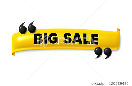 3d ribbon banner with double quotes. Big Sale....のイラスト素材 [120389423 ...