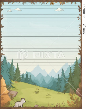 Sheet template for notebook, cute animals in...のイラスト素材 [120408725] - PIXTA