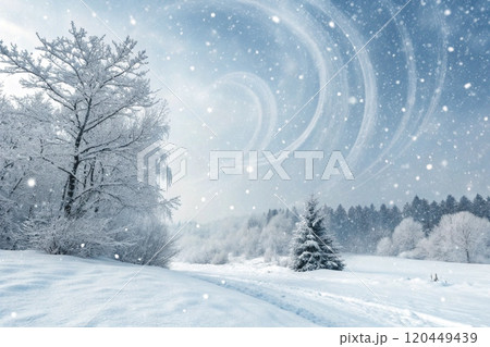 snow falling sceneryのイラスト素材 [120449439] - PIXTA