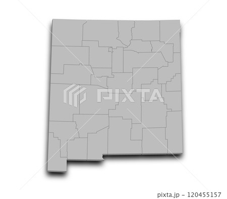 3d Map of New Mexico state with counties,...のイラスト素材 [120455157] - PIXTA