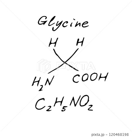 Glycine C2H5NO2 molecule formula. Hand drawn...のイラスト素材 [120468198] - PIXTA