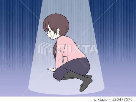 絶望して泣く女性のイラスト素材 [120477576] - PIXTA