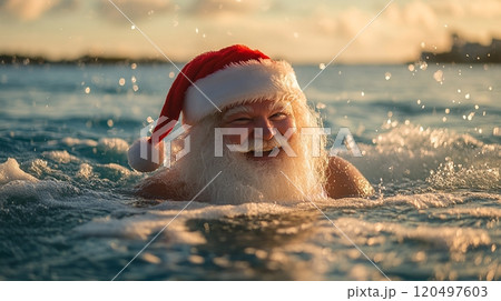 Santa Claus Laughing in the Oceanのイラスト素材 [120497603] - PIXTA