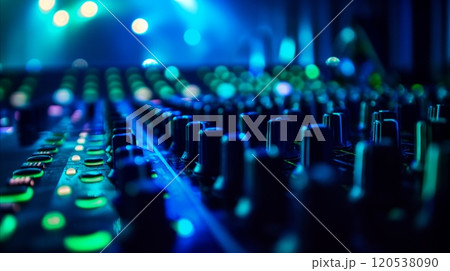 Blue lit soundboard with detailed audio...のイラスト素材 [120538090] - PIXTA