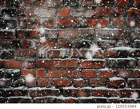 Snow-covered brick wall texture for winter...のイラスト素材 [120553064] - PIXTA