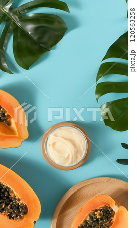 Papaya extract cream fruit fresh organic...のイラスト素材 [120563258] - PIXTA