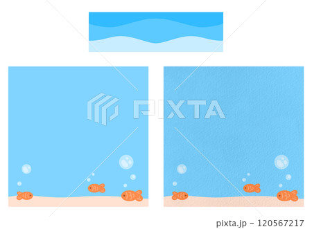 Cute Fish And Sea Ocean Blue Paper With Blue...のイラスト素材 [120567217] - PIXTA