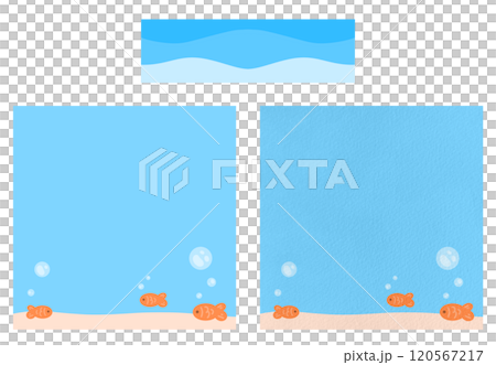 Cute Fish And Sea Ocean Blue Paper With Blue...のイラスト素材 [120567217] - PIXTA