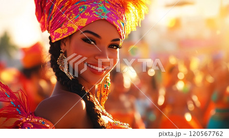 Radiant Performer in Vibrant Traditional Attire...のイラスト素材 [120567762 ...