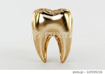 3D rendering of a golden tooth. The tooth is...のイラスト素材 [120595216] - PIXTA
