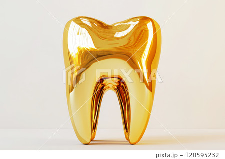 3D rendering of a golden tooth. The tooth is...のイラスト素材 [120595232] - PIXTA