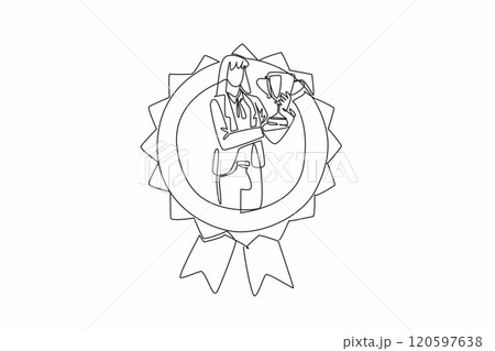 Continuous one line drawing woman in blazer...のイラスト素材 [120597638] - PIXTA