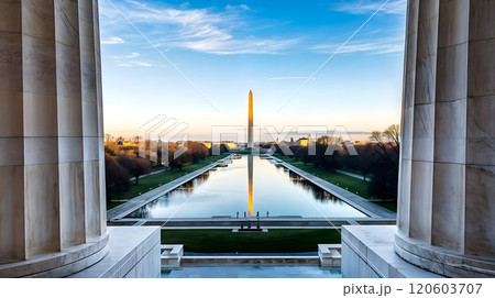 Washington Monument View from Lincoln Memorial...のイラスト素材 [120603707 ...