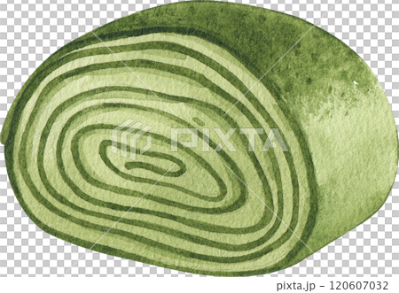 matcha crape cake roll, hand-drawn watercolor...のイラスト素材 [120607032] - PIXTA