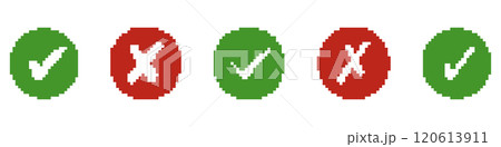 Pixelated Green Check Marks and Red X Symbols...のイラスト素材 [120613911] - PIXTA