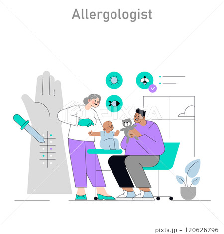 Allergologist concept. A pediatric allergist...のイラスト素材 [120626796] - PIXTA