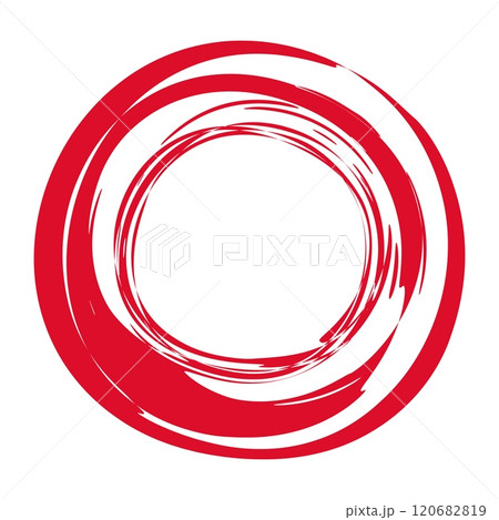 Hand painted red ink circle isolated on white...のイラスト素材 [120682819] - PIXTA