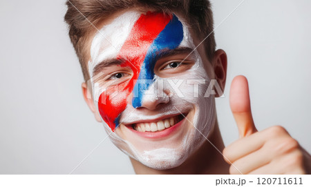 Patriotic portrait: young man with russian flag...のイラスト素材 [120711611 ...