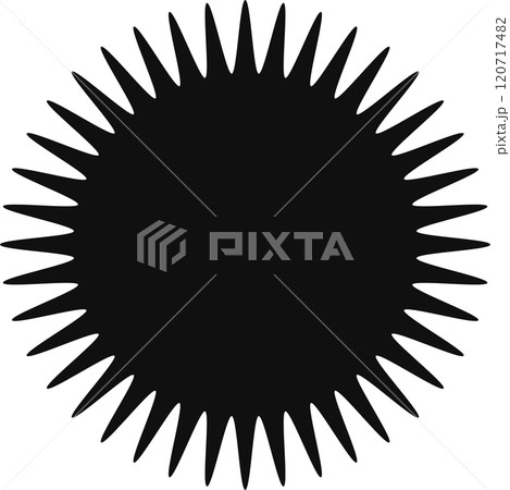 Black sun with sharp rays shining brightly,...のイラスト素材 [120717482] - PIXTA