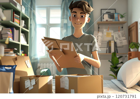 3D animated student checking a packing list,...のイラスト素材 [120731791] - PIXTA