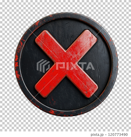 Bold Red X Mark Icon Within Black Circular Frameのイラスト素材 [120773490] - PIXTA
