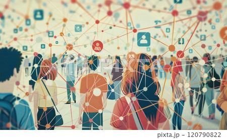 Image of a society connected by social networksのイラスト素材 [120790822] - PIXTA
