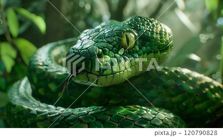 Shocked green snakeのイラスト素材 [120790828] - PIXTA