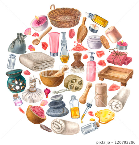 Abstract round emblem with basket, soap,...のイラスト素材 [120792286] - PIXTA