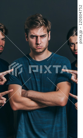 A young man with a stern expression is...のイラスト素材 [120804752] - PIXTA