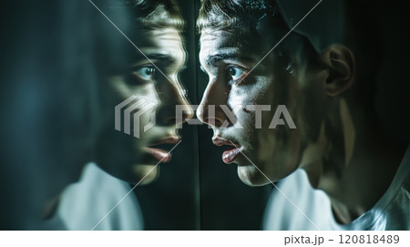 Distorted Funhouse Mirror Reflection Of An...のイラスト素材 [120818489] - PIXTA