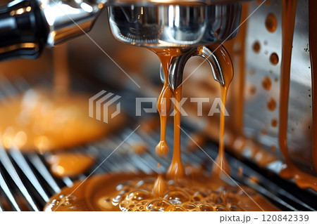 Coffee Machine Overflow with Rich Espresso for...のイラスト素材 [120842339 ...