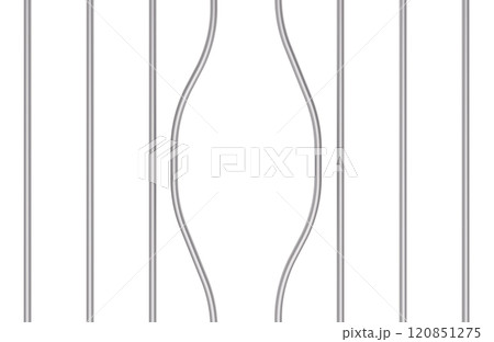 Metal prison bars bent, curved metal rods of...のイラスト素材 [120851275] - PIXTA