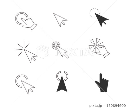 Mouse Click Cursors and Pointer set icon, line...のイラスト素材 [120894600] - PIXTA