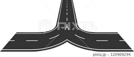 Straight highway splitting in two different...のイラスト素材 [120909294] - PIXTA