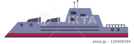 Modern warship sailing on water, featuring...のイラスト素材 [120909384] - PIXTA