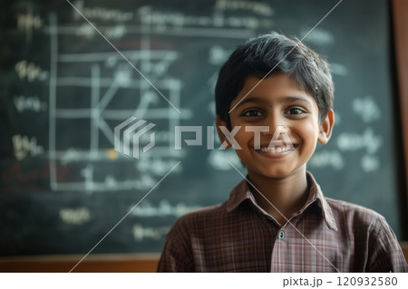 young indian happy genius in front of a board...のイラスト素材 [120932580] - PIXTA