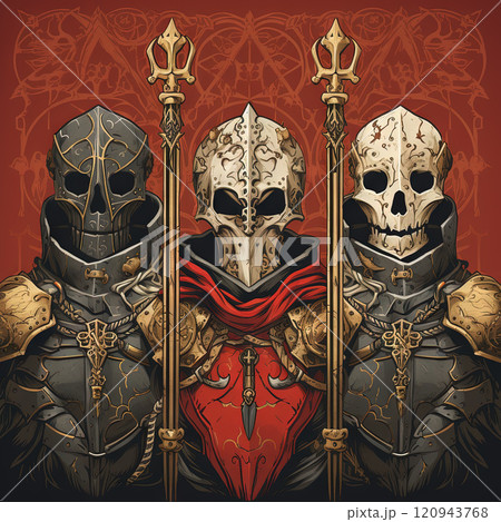 Mystic knight portraits in metal armor. Occult...のイラスト素材 [120943768 ...
