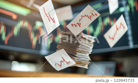 Falling stock market charts create dynamic...のイラスト素材 [120945715] - PIXTA