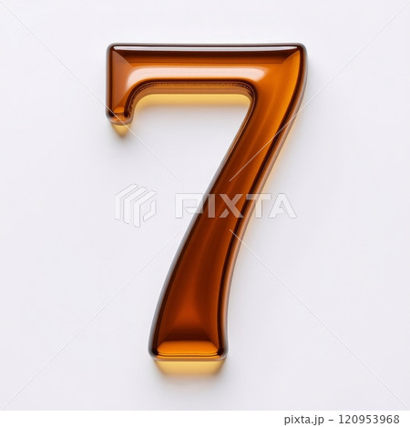 Unique amber number seven displayed on a plain...のイラスト素材 [120953968 ...